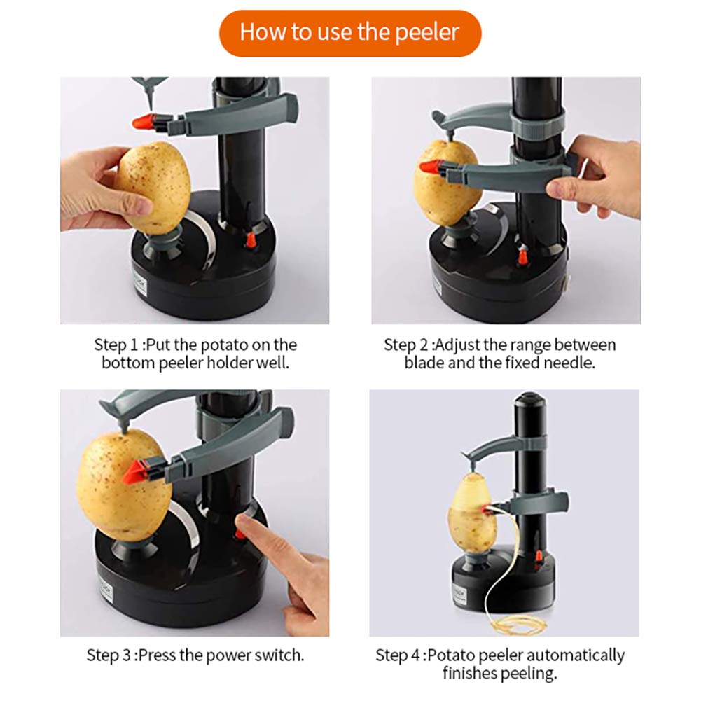 Electric Potato Peeler Automatic Apple Peeler + 18 Replaceable Blades Electric Fruits Vegetables Peeler,COWSTOOK(Black)