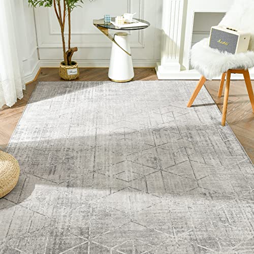 jinchan Area Rug 4x6 Washable Rug Blue Rug Modern Carpet Indoor Floor Cover Vintage Mat Foldable Thin Rug Geometric Accent Rug for Living Room Bedroom Kitchen Non Slip