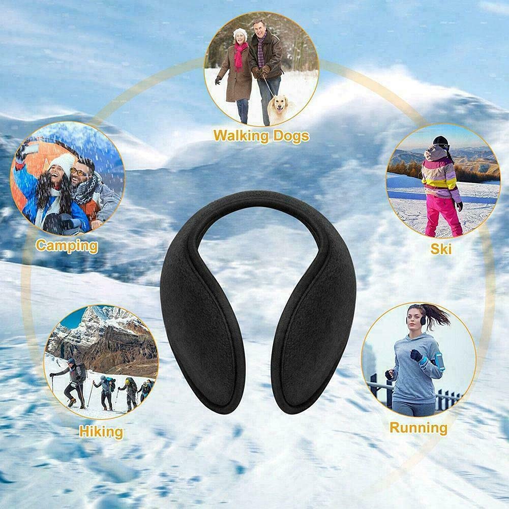 Gelante Unisex Classic Fleece Earmuffs for Cold Weather. Ear Warmer Behind the Head. 5039C-Black