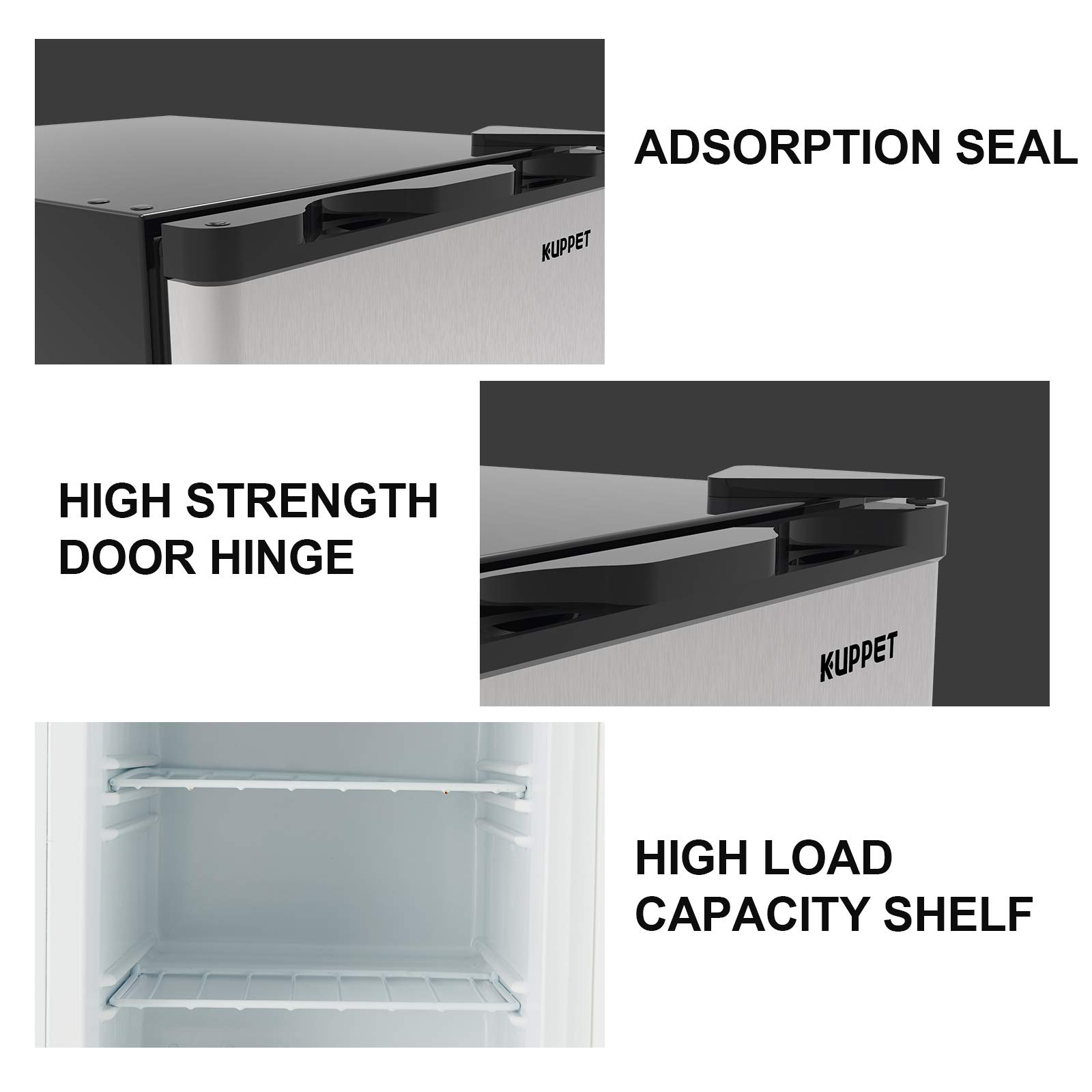 KUPPET Upright Freezer, Compact Reversible Single Door Table Top Mini Freezers for Ice Cream/Breast Milk/Sea Food, Adjustable Removable Shelves, 2.1CU.FT (Black)