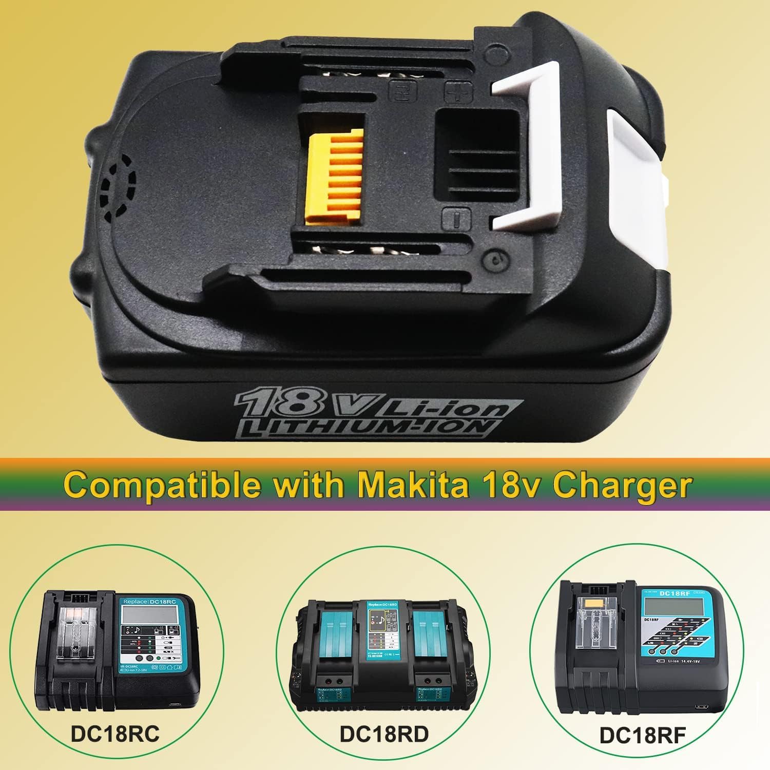 QCZRED 2 Pack 18V 5.0Ah BL1850B Battery and 3A Charger DC18RC Replace for Makita 18V LXT BL1850 BL1840b BL1830 BL1815 BL1860B Battery