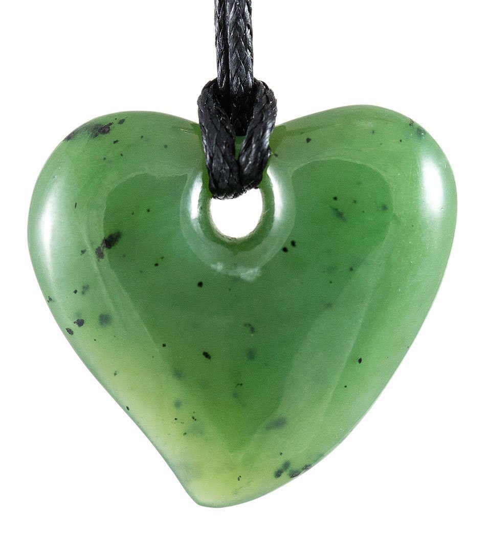 Earthbound Pacific Nephrite Jade Greenstone Smooth and Curvy Heart Pendant