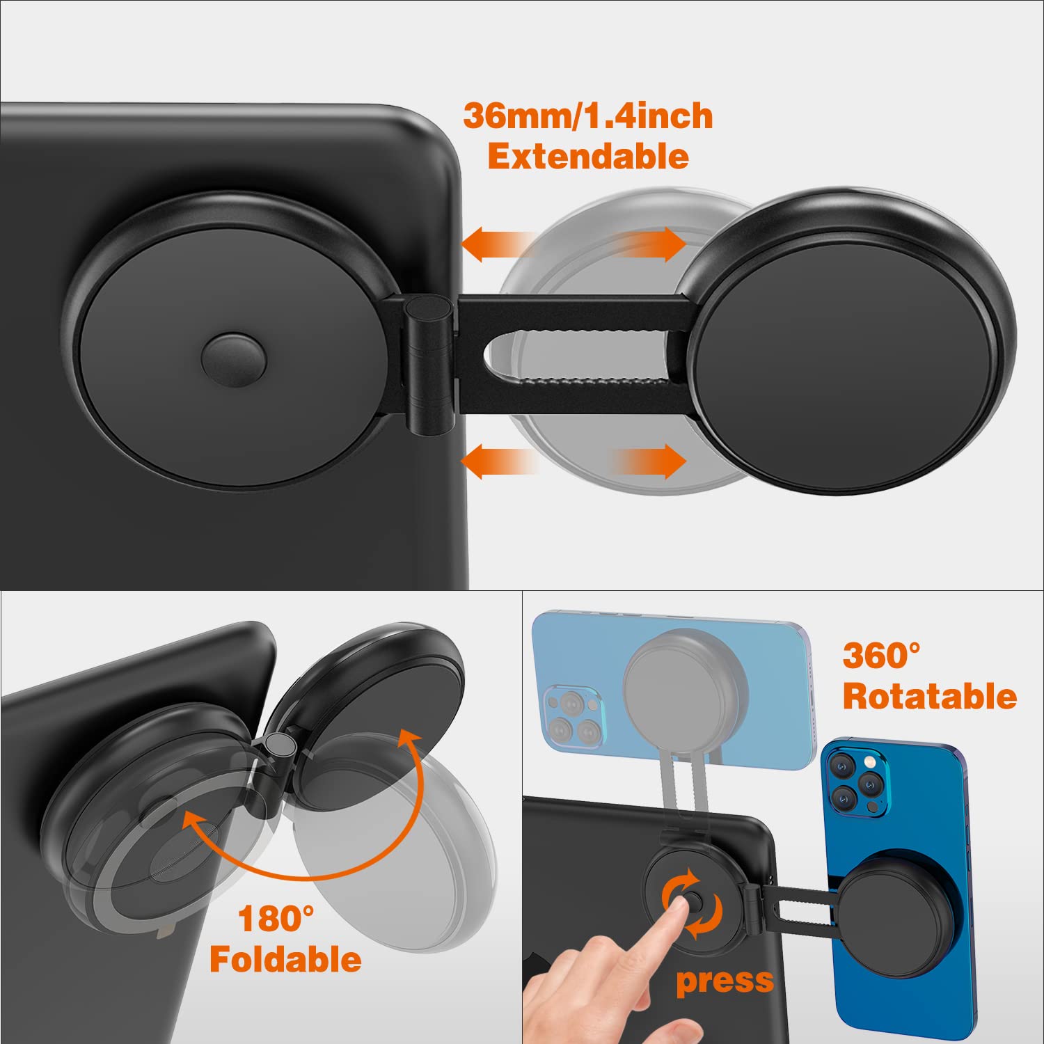 JUBOR Car Phone Holder, Powerful Magnetic car Phone Holder, Foldable and Hidden car Bare Machine Holder for iPhone 14, 13, and 12 Pro Max Plus