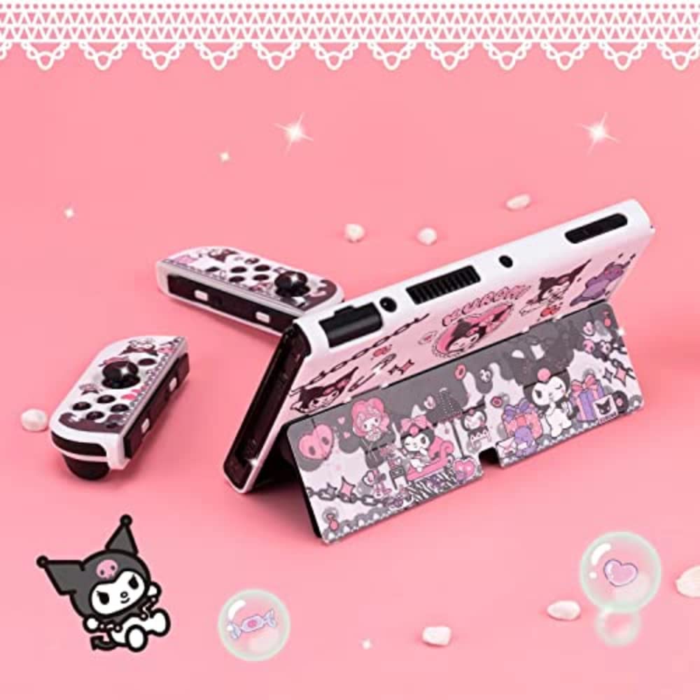 ENFILY Cute Case Compatible with Nintendo Switch OLED, Dockable Case Cover, Ergonomic Soft TPU Grip Case for Joycon, Sparkle Skin Set