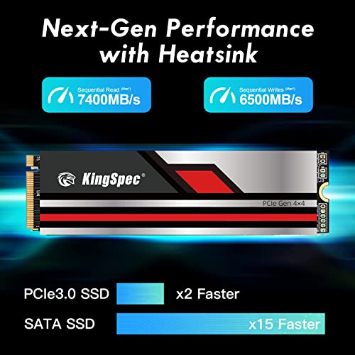 KingSpec 1TB NVMe SSD Gen 4x4, M.2 2280 PCIe 4.0 Gaming SSD, up to 7400MB/s, 3D NAND Flash Internal Hard Drive for Laptop & PC Desktop