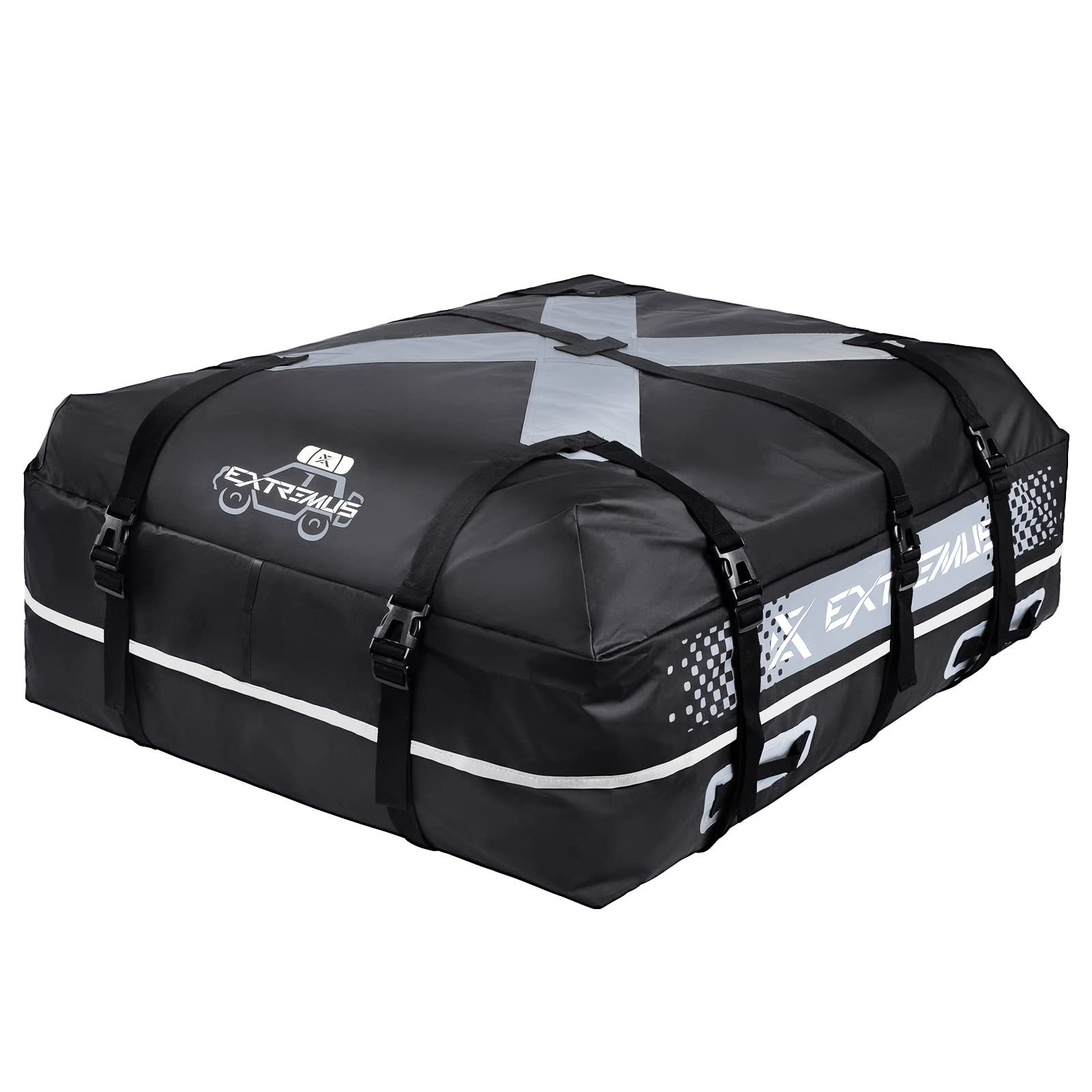 Extremus ExplorationX Rooftop Cargo Carrier Bag-15 Cu Ft, 100% Waterproof Car Top Carrier, Abrasion Resistant 840D PVC, High-Frequency Welded Seams, Waterproof Zipper W/Storm Flap & 9 Sturdy Straps