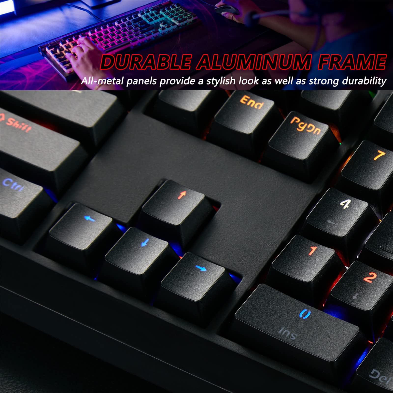 Gaming Keyboard and Mouse Combo, True RGB Backlit Office Keyboard, 104 Keys Metal Panel USB Wired Keyboard for Windows Laptop PC,Value Combo Set [New Version]