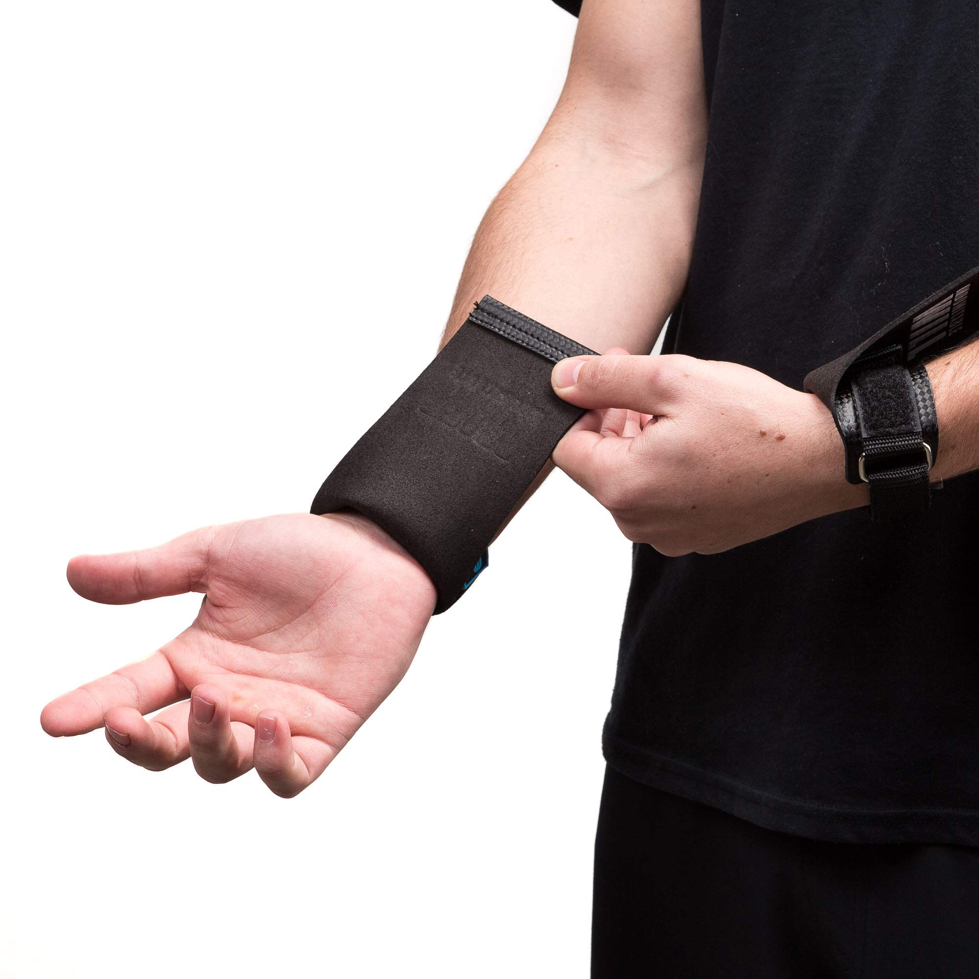 Earwaves Fingerless Hand Grips - Gymnastics Grips Without Holes for The Fingers. Hand Grips for Pull ups, Muscle ups, C2B, T2B, Rings. (L, Carbon Spino)