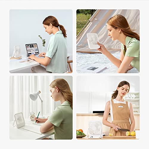 JISULIFE Small Desk Fan Battery Operated Small Fan,180° Foldable Portable Fan, 4 Speeds Adjustable Ultra Quiet for Home Office Travel Outdoor-White
