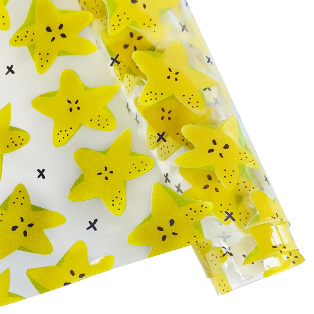 ONEART | Mixed Fruit Pattern PVC Roll 12" x 48" Transparent Fruit Series Vinyl Leather Fabric for Earrings, Bags, Keychains