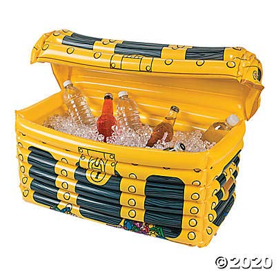 Inflatable Treasure Chest Cooler - Fill with Ice and Booty - Pirate, Mermaid and Under Sea Party Decor