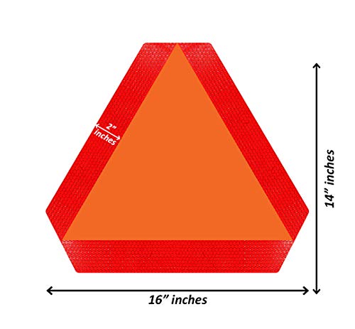 IGNIXIA (Pack of 02) Slow Moving Vehicle Sign, PVC Vinyl Decal Slow Moving Vehicle Triangle Sticker, 14”x 16” Inches Orange base with Reflective border, UTV, safety Triangle signs