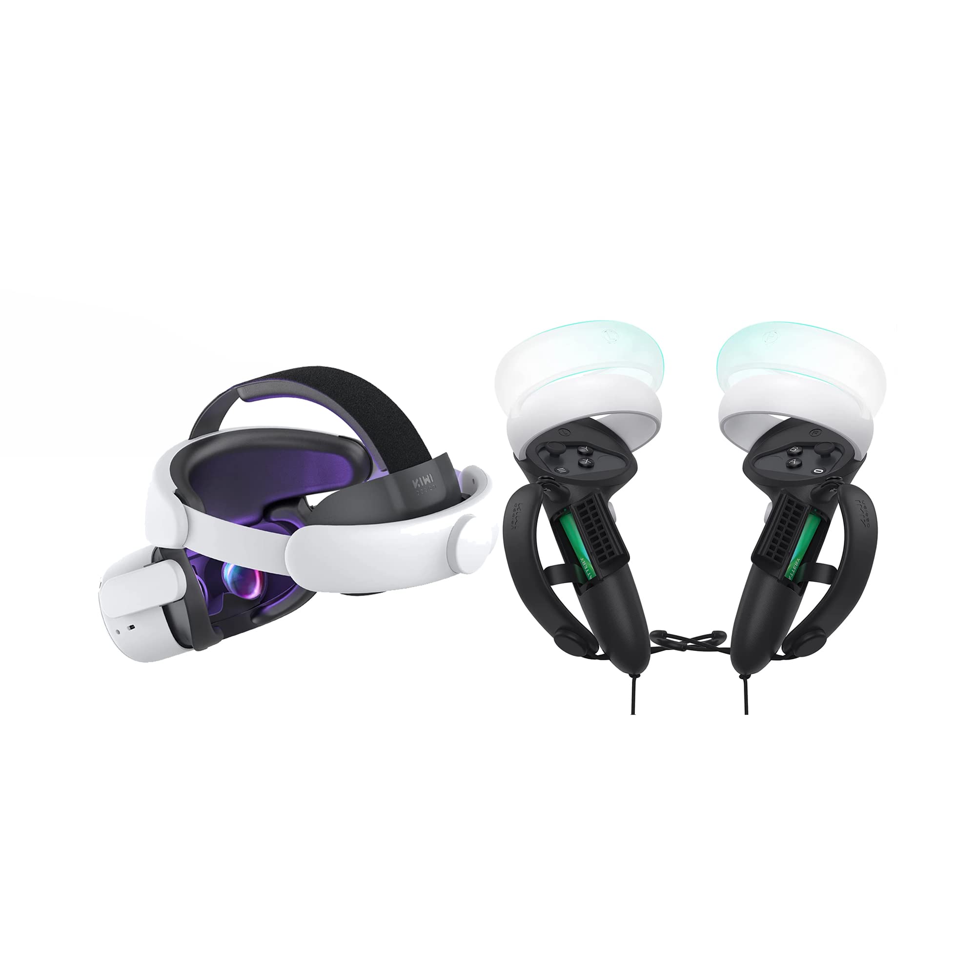 KIWI design Head Strap and Controller Grips Compatible with Quest 2 Accessories