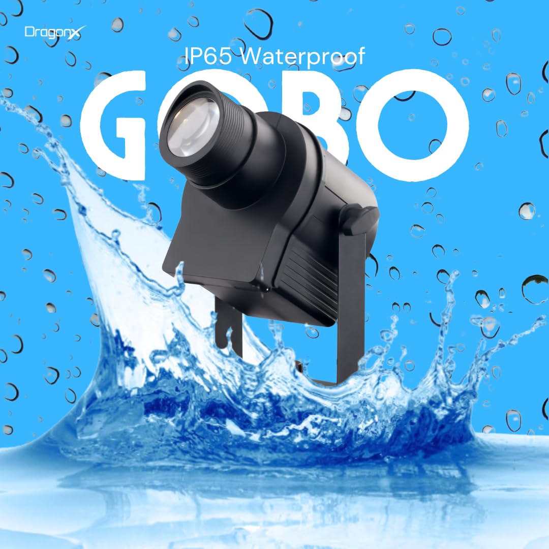 DragonX Customizable GOBO Logo Projector IP65 Waterproof - Versatile Indoor and Outdoor 10W LED Wall Decoration, Home, Wedding - Ideal for Business Scenes