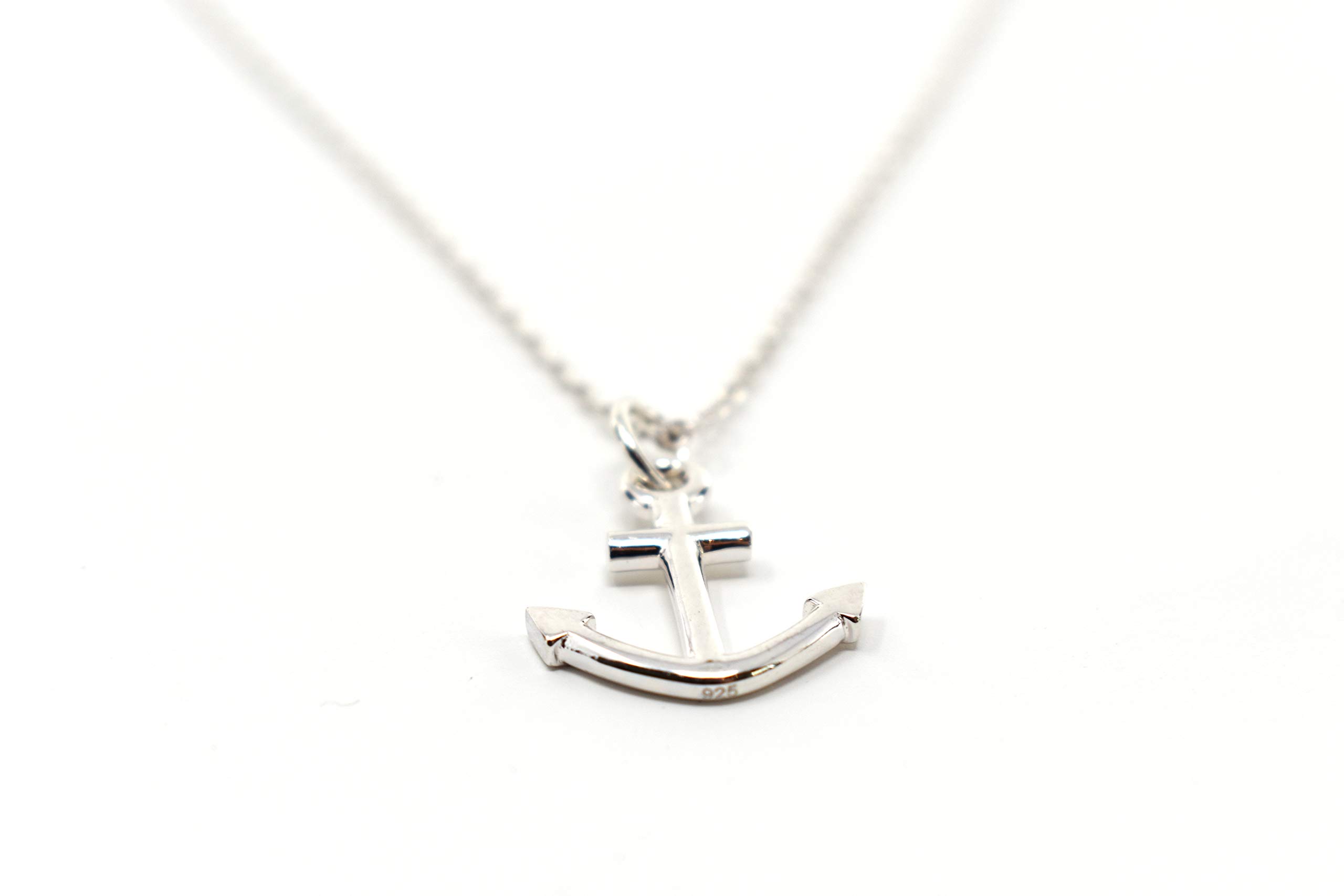 Dote Dainty Anchor Pendant Genuine .925 Sterling Silver Necklace 16-18" Adjustable Chain
