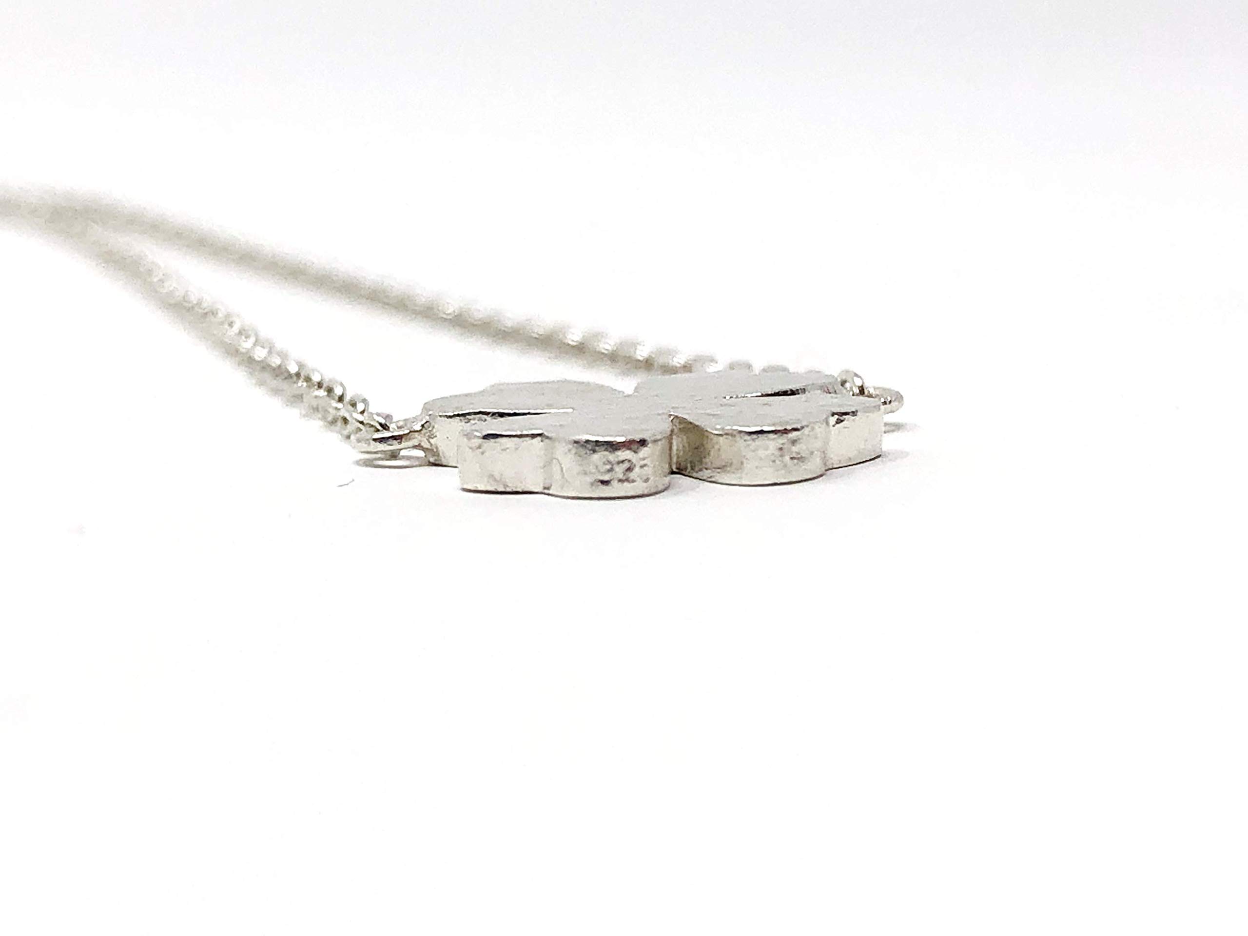 Dote Lucky Four Leaf Clover Pendant Dainty Genuine .925 Sterling Silver Hammered Necklace w/ 16-18" Adjustable Chain