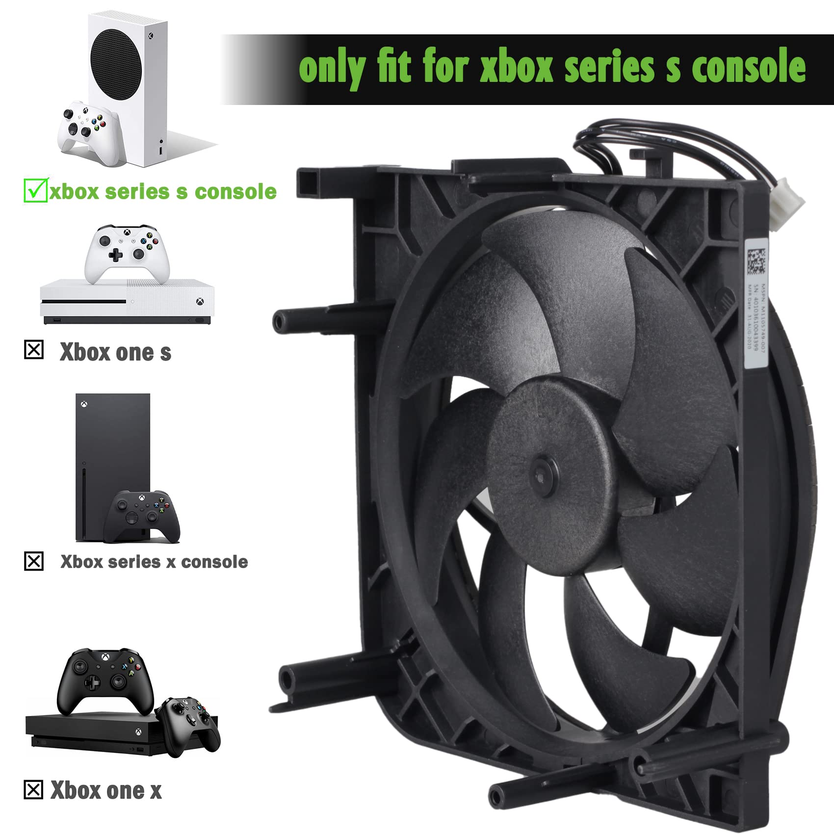 Gorliskl Replacement Internal Cooling Fan for Xbox Series S (XSS) Console (with Screwdrivers T8+T10,Thermal Paste)