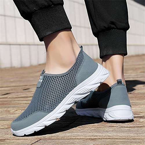 FASDNENDYS Men Shoes Summer Lightweight Breathable Casual Shoes Single Mesh Casual Running Shoes Sneaker Men 12 Grey