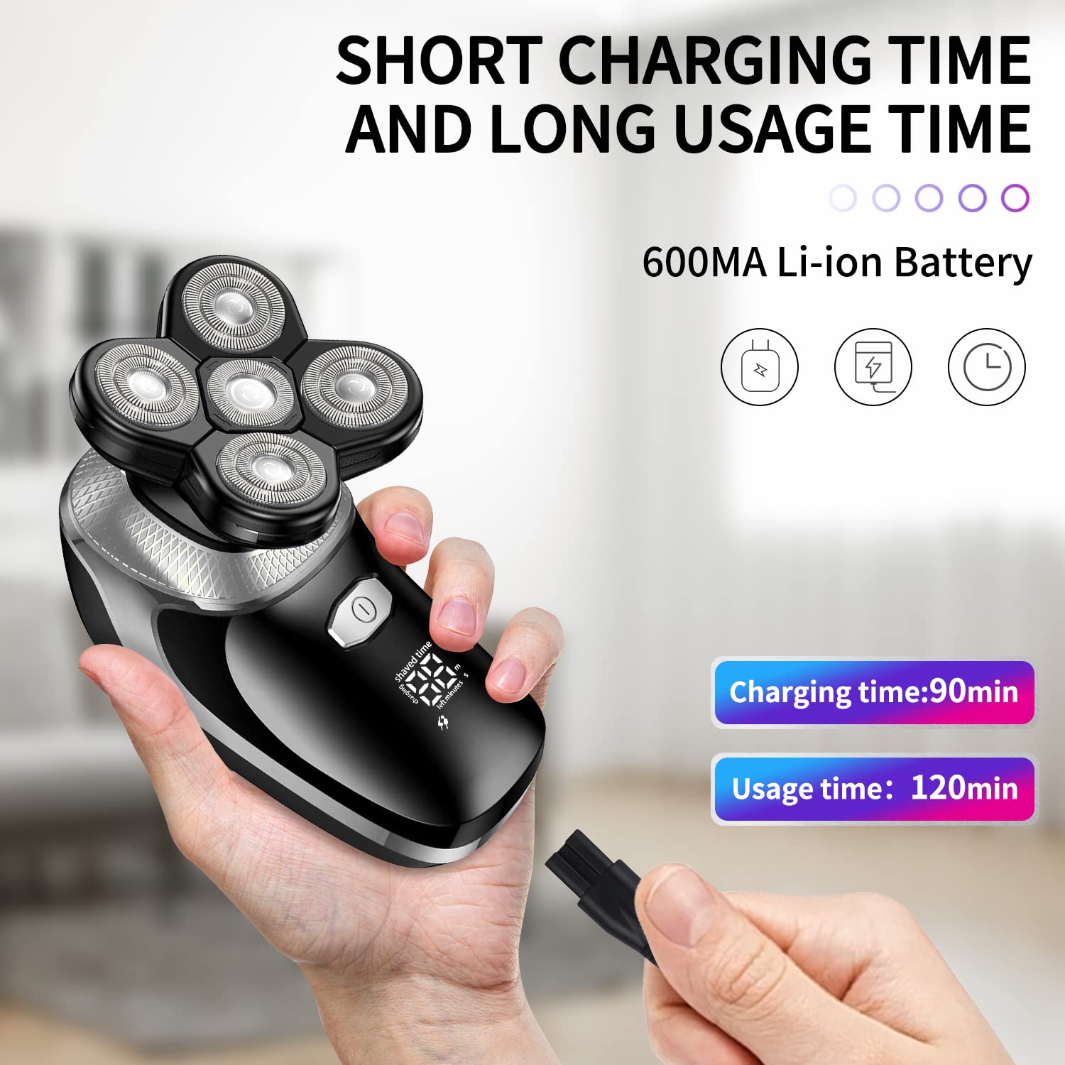 DOTSOG Electric Shaver Razor for Men,Waterproof 5D Floating Head Shaving Bald Head Shaver 5 in 1 Grooming Kit Beard Trimmer with Pop-up Trimmer Waterproof USB Fast Charging