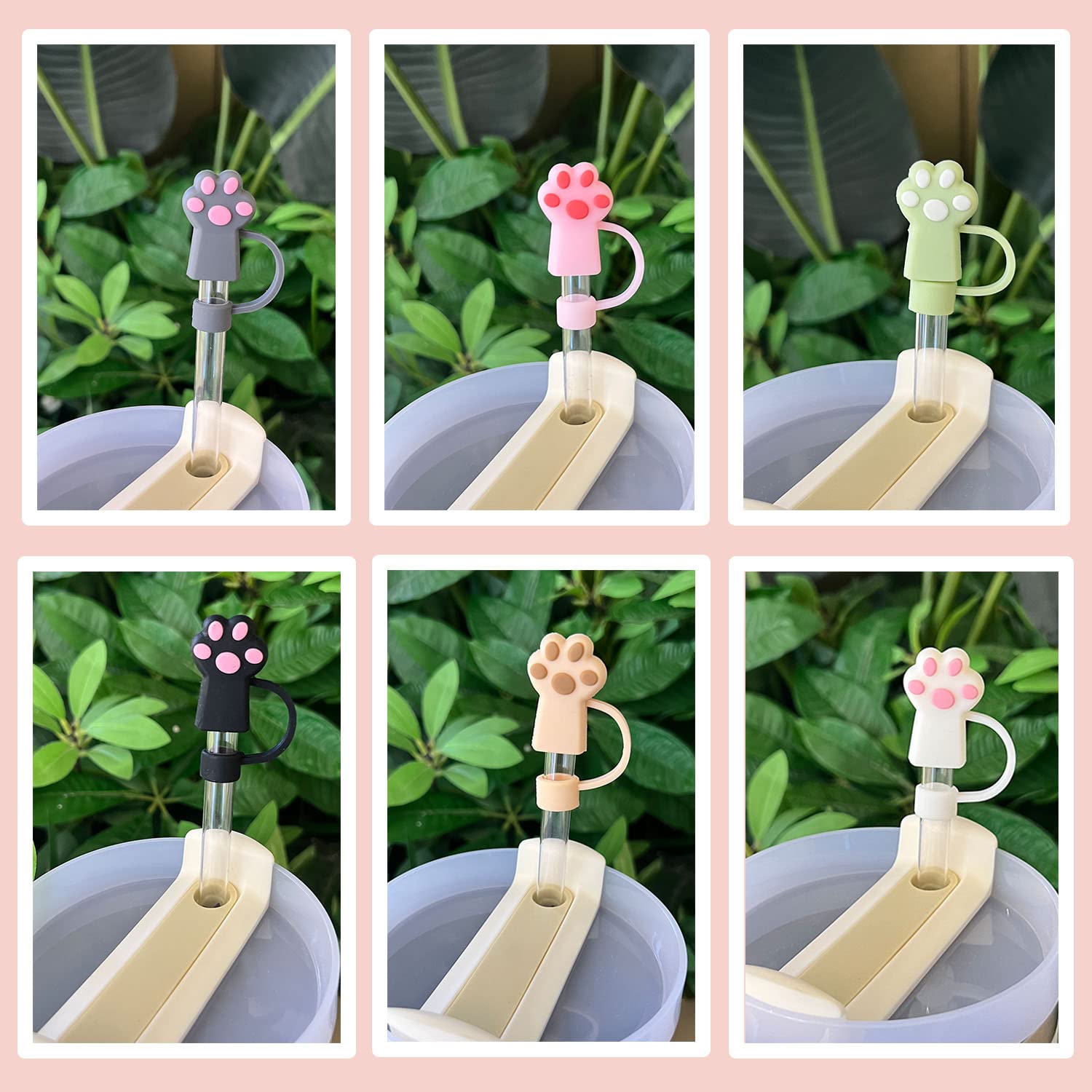 Horsdo 10mm Straw Cover for Stanley Cup,Dust-Proof Straw Cap Toppers,Reusable Silicone Soft Protector Cover for 0.4 inch/10mm Straws