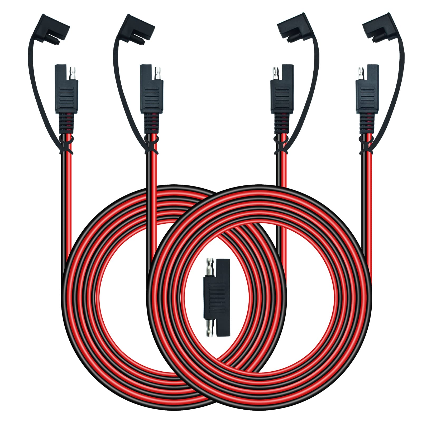 Ihurllu SAE Extension Cable, 10Feet SAE to SAE Extension Cord, 14AWG 2pin Quick Disconnect Harness Wire for Solar Panel and Battery Charging, 2PACK with One Reverse Polarity Connector