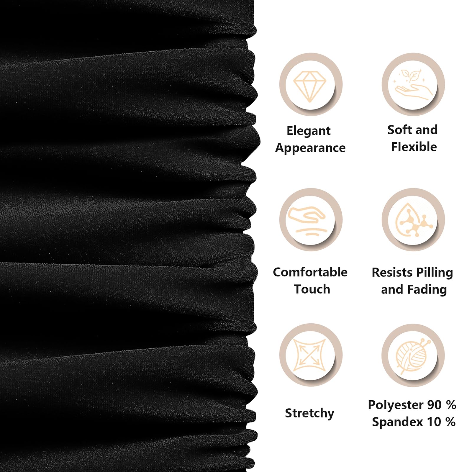 KKJIAF Black Stretch Velvet Fabric 60 Inch Wide, 1 Yard Soft Stretchy Fabric for Sewing Clothes, Apparel, Costume, Crafts - 90% Polyester 10% Spandex