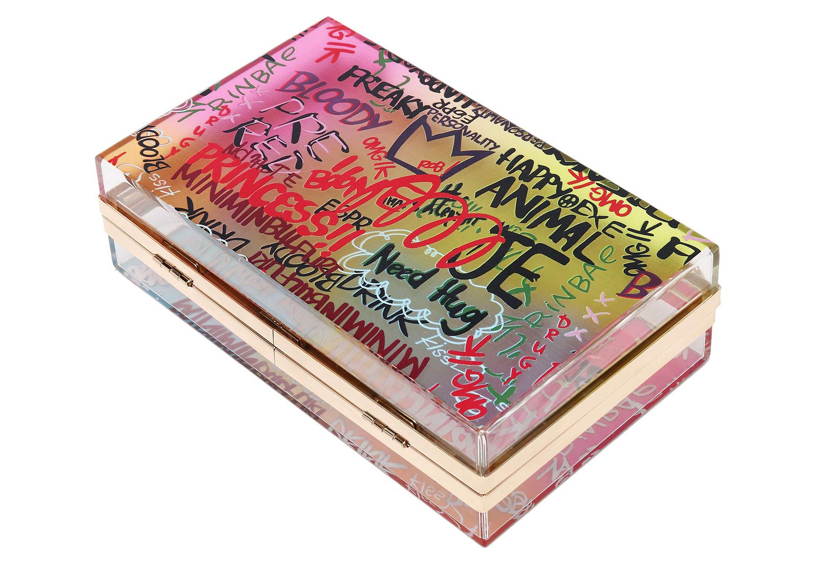 Dollar Bill Money Clutch Purses for Women Crossbody Small Cute Acrylic Box Evening Bag Transparent Graffiti Handbag…