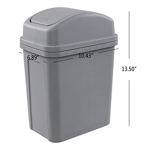 HOMMP 2 Gallon Small Swing Lid Trash Can, Swing-Top Garbage Can, Gray