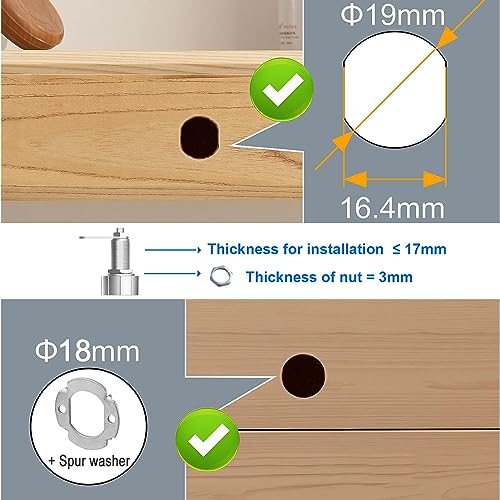 Fingerprint Drawer Lock eLinkSmart Bluetooth App Cabinet Lock 20MM (17MM) for Home Office Mailbox Keyless Furniture Lock with 3 Sizes Tubular Cam 20 Fingerprints 500+ App Users