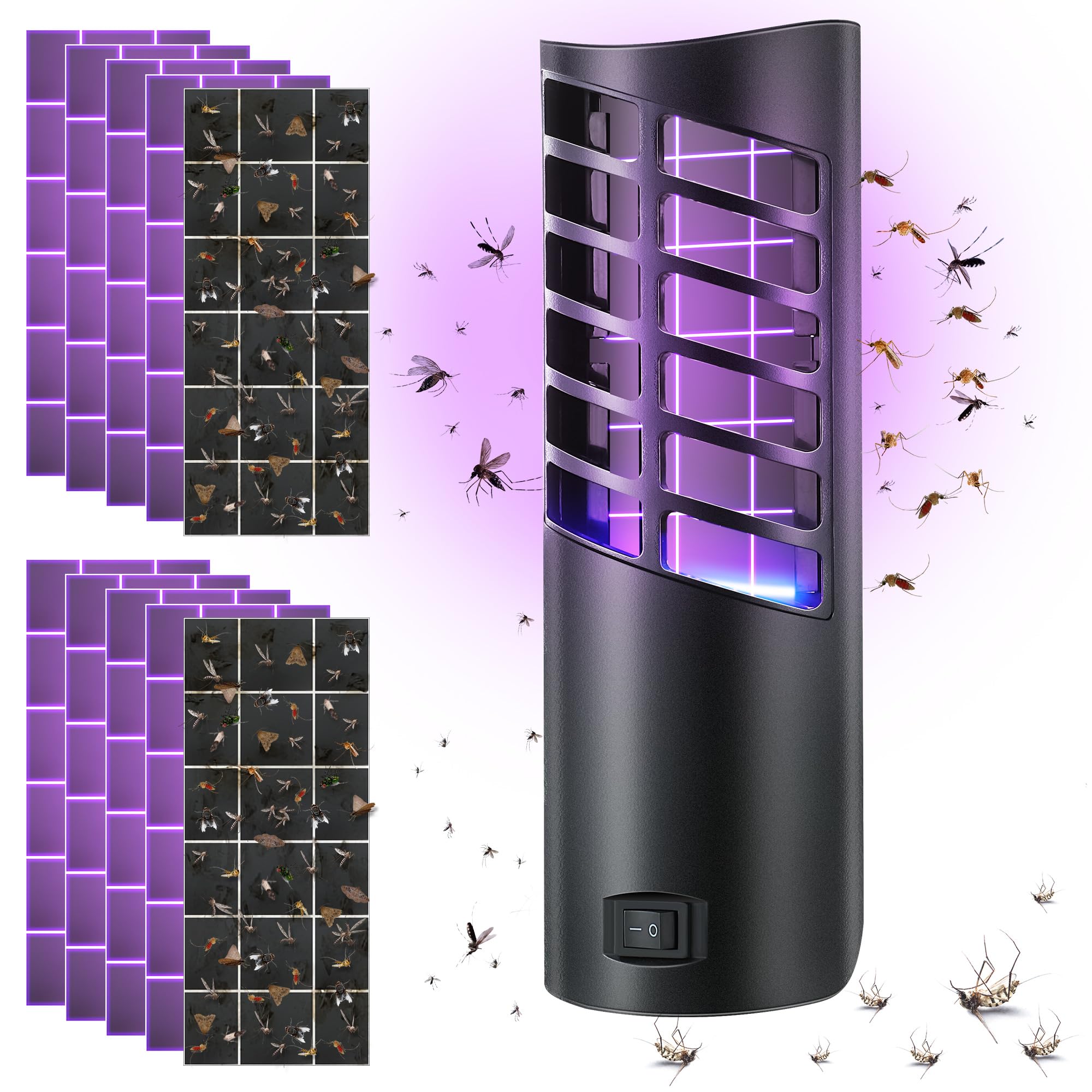 Qualirey Flying Insect Trap Mosquito Trap Indoor Plug in, Fruit Fly Traps for Indoors with 9W UV Light, 10 Sticky Glue Board Refills for Fruit Flies, Gnats, Moths, Indoor Fly Catcher for Home Office
