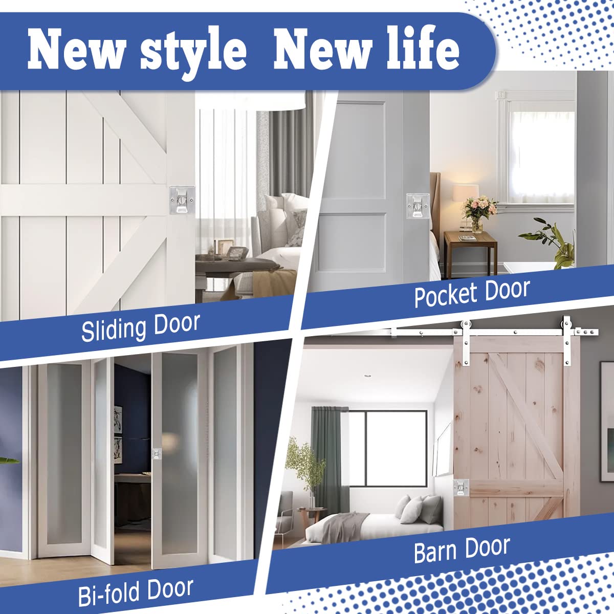 HOMOTEK 2 Pack Privacy Pocket Door Lock Hardware with Pull - Replace Old Or Damaged Sliding Door Locks Quickly and Easily, 2-3/4”x2-1/2”, for 1-3/8” Thickness Door, Brushed Nickel