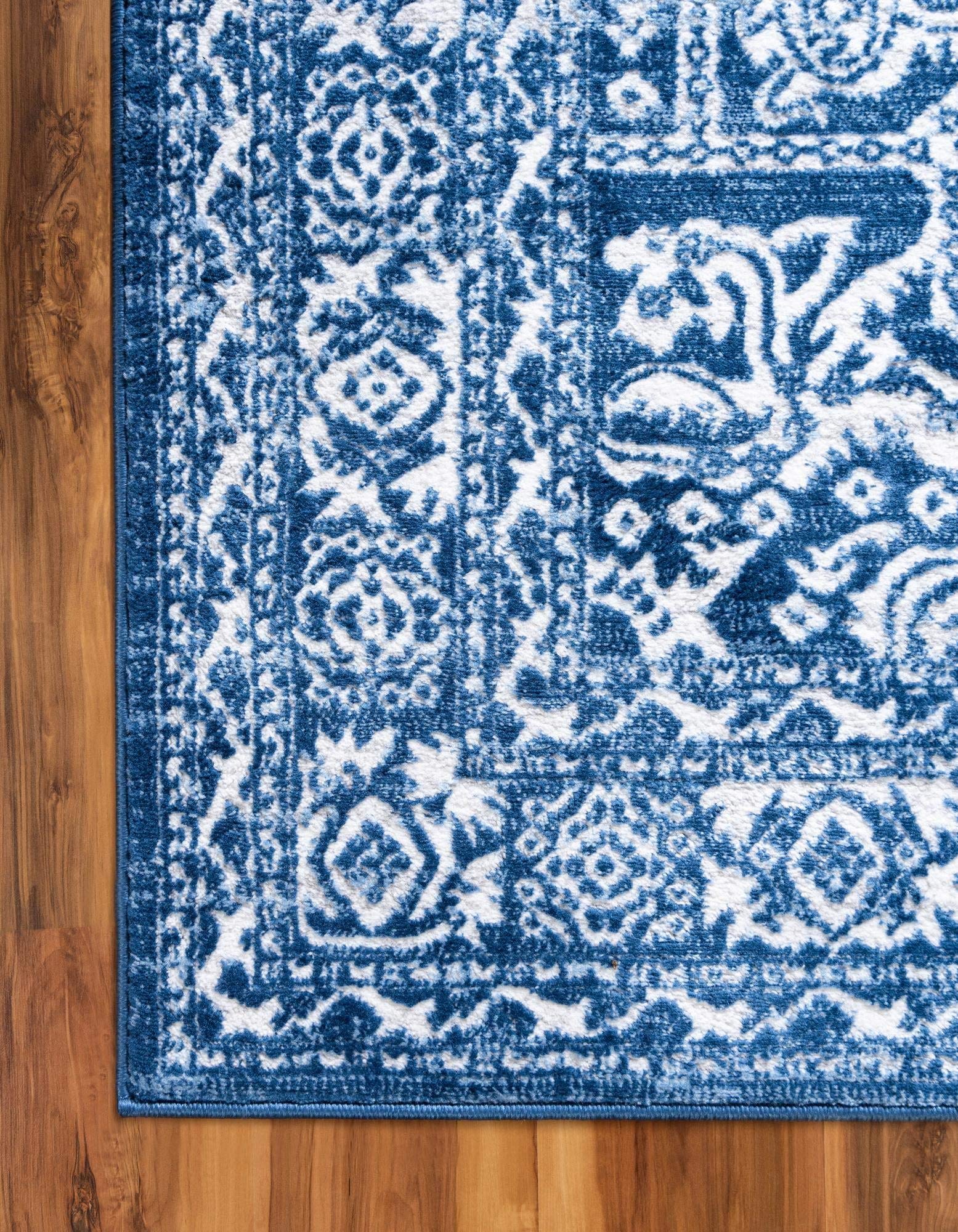Rugs.com Boston Collection Rug β 2' x 3' Blue Low-Pile Rug Perfect for Living Rooms, Large Dining Rooms, Open Floorplans