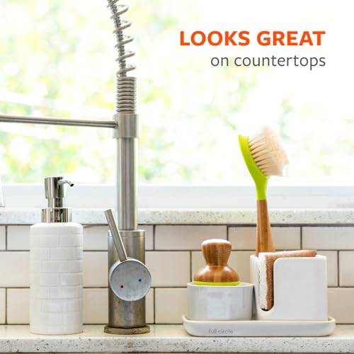 Full Circle Be Good Bamboo Handle Dish Brush β Sustainable Kitchen Cleaning with Tough Bristles - Natural Dish Scrubber & Cast Iron Cleaner - Long Handle Brush for Dishes, Pots, and Pans, Green