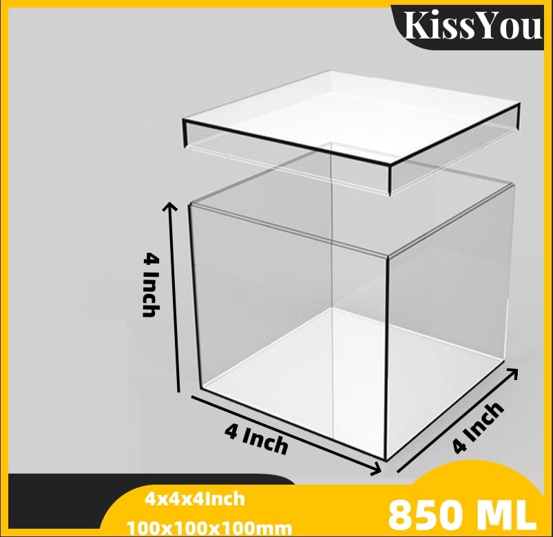 KissYou Clear Acrylic Box with Lid Plastic Jewelry Box Mini Storage Box Square Cube Containers Party Decoration Candy Box for Pill and Tiny Jewelry