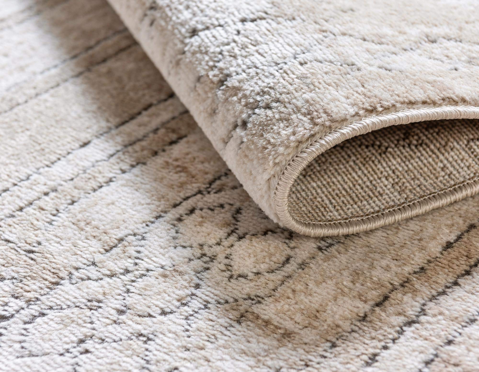 Rugs.com Oregon Collection Rug β 4 Ft Square Ivory Low-Pile Rug Perfect for Living Rooms, Kitchens, Entryways