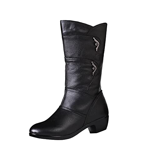 FASDNENDYS Side Lowheel Zipper British Shoes Toe Round Style Retro Short Women's Boots Short Boots Women Flat Black