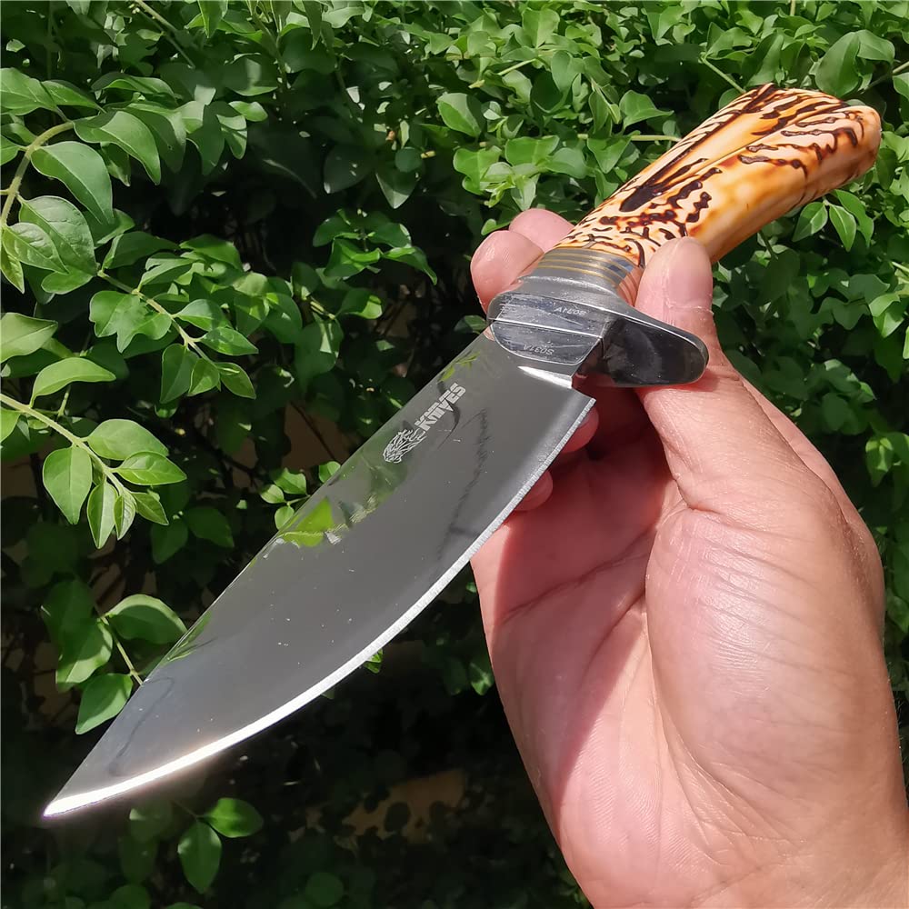 Fixed Blade Knife with Sheath, Handle with special pattern, Standar Blade Hunting Knife for Camping Hiking Survival