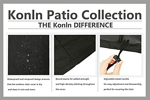 High Back Patio Chair Covers Waterproof Heavy Duty Stackable Outdoor Bar Stool Cover Black Patio Furniture Covers Outside Lounge Deep Seat Covers, Large Tall Lawn Chair Covers, High Back-2 Pack, Black