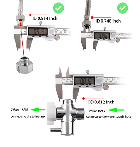 Hsmhose Bidet T Adapter with Shut off Valve,Metal T Valve for Bidet 7/8β X 7/8β X 1/2βor 3/8β,Tee Connector Bidet Attachment for Toilet