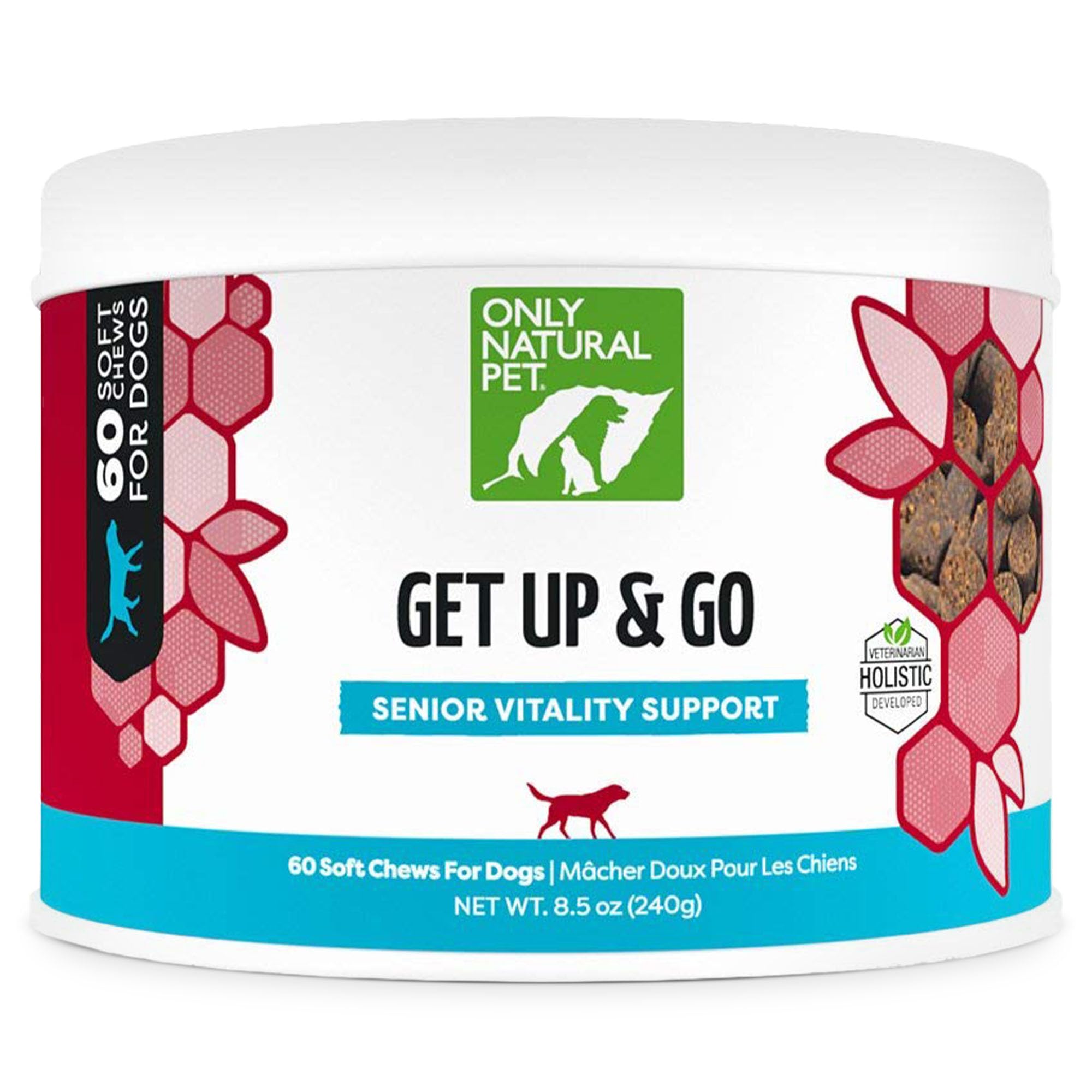 Only Natural Pet Get Up & Go Herbal Joint Support Supplement for Dogs - Holistically Formulated with Corydalis & Turmeric Hip & Joint Daily Vitamin for Senior Dog - Bacon Flavor - 60 Soft Chews