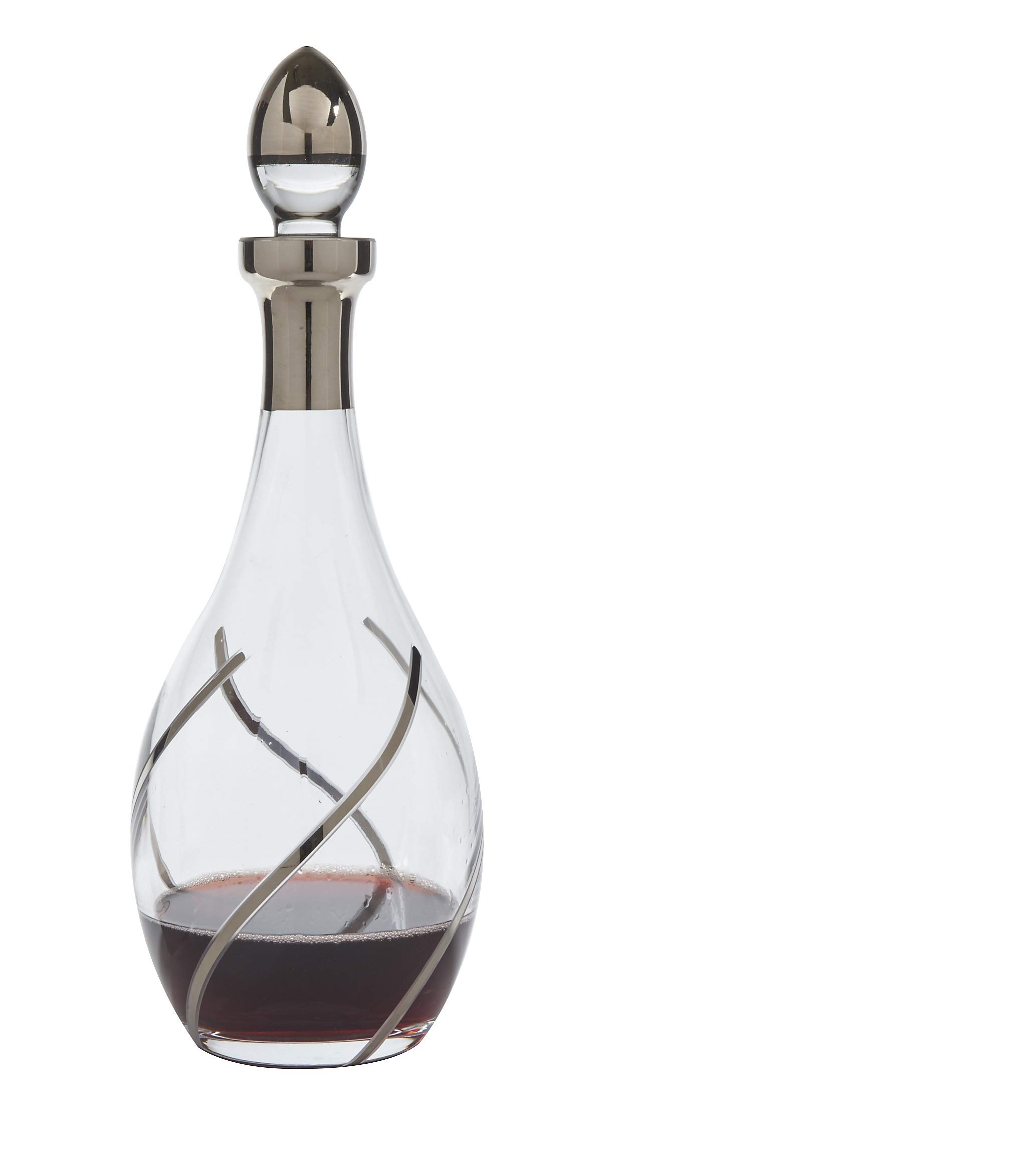 Glazze Crystal VNG-150-PL Handcrafted Wine Decanter and Stopper, Cut and Interwoven Hand-Painted 24K Platinum Detailing, 13" Tall, 42 oz Capacity