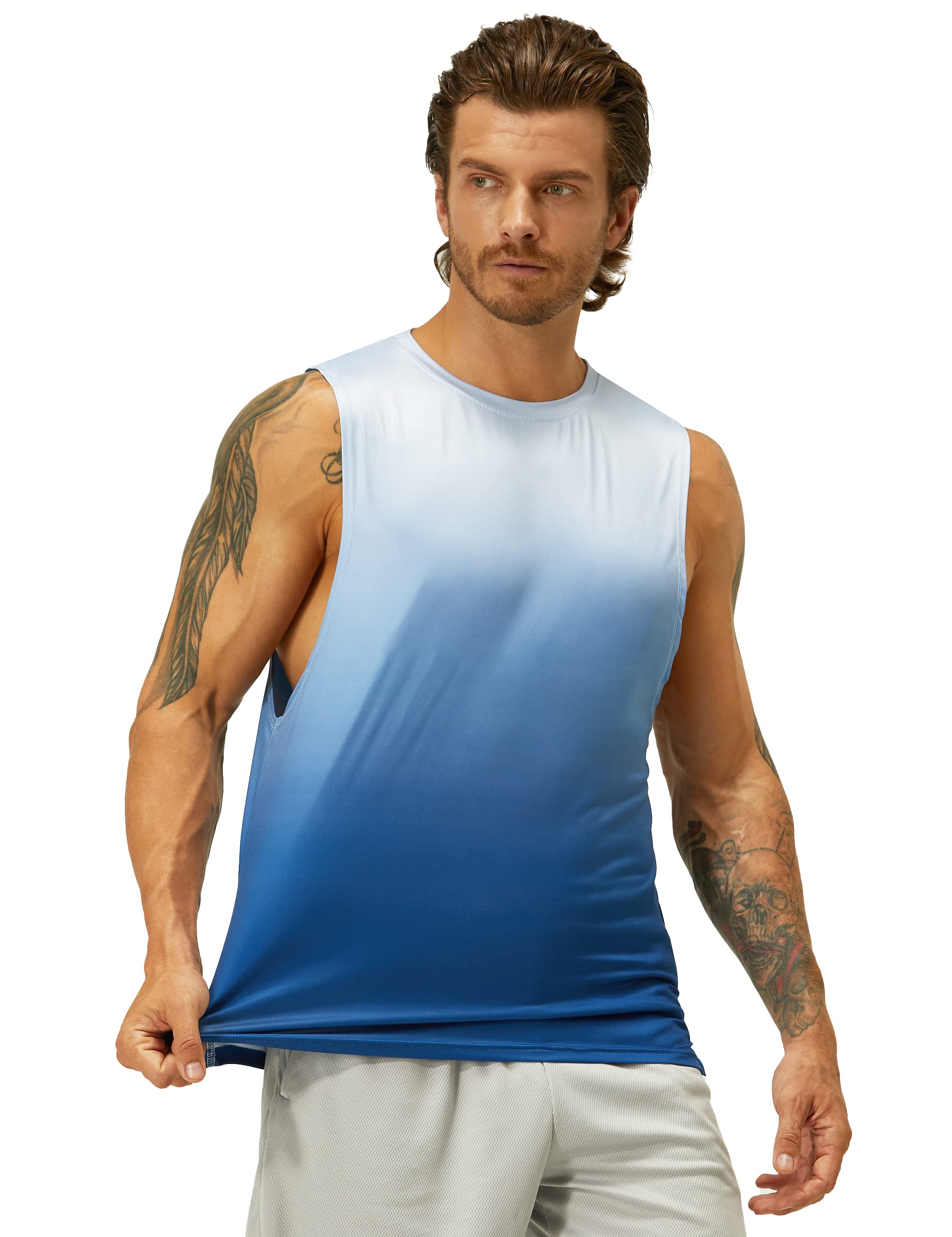 EZRUN Men's Tank Tops Swim Beach Sleeveless Shirt Quick Dry Gym Workout Stringer Muscle Tshirts Big and Tall