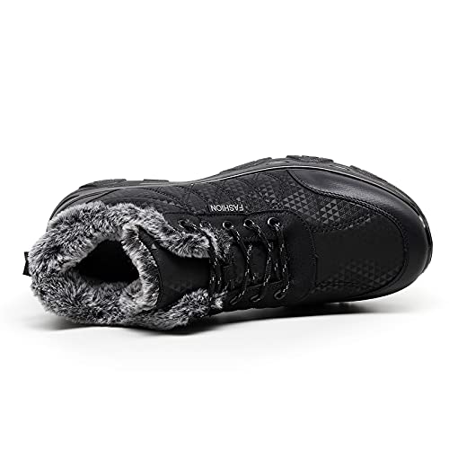 FASDNENDYS Winter Shoes with Fur Lined Warm Ankle Boots Warm Boots Snow Men Non Slip Keep Slip Resistance Boots for Men