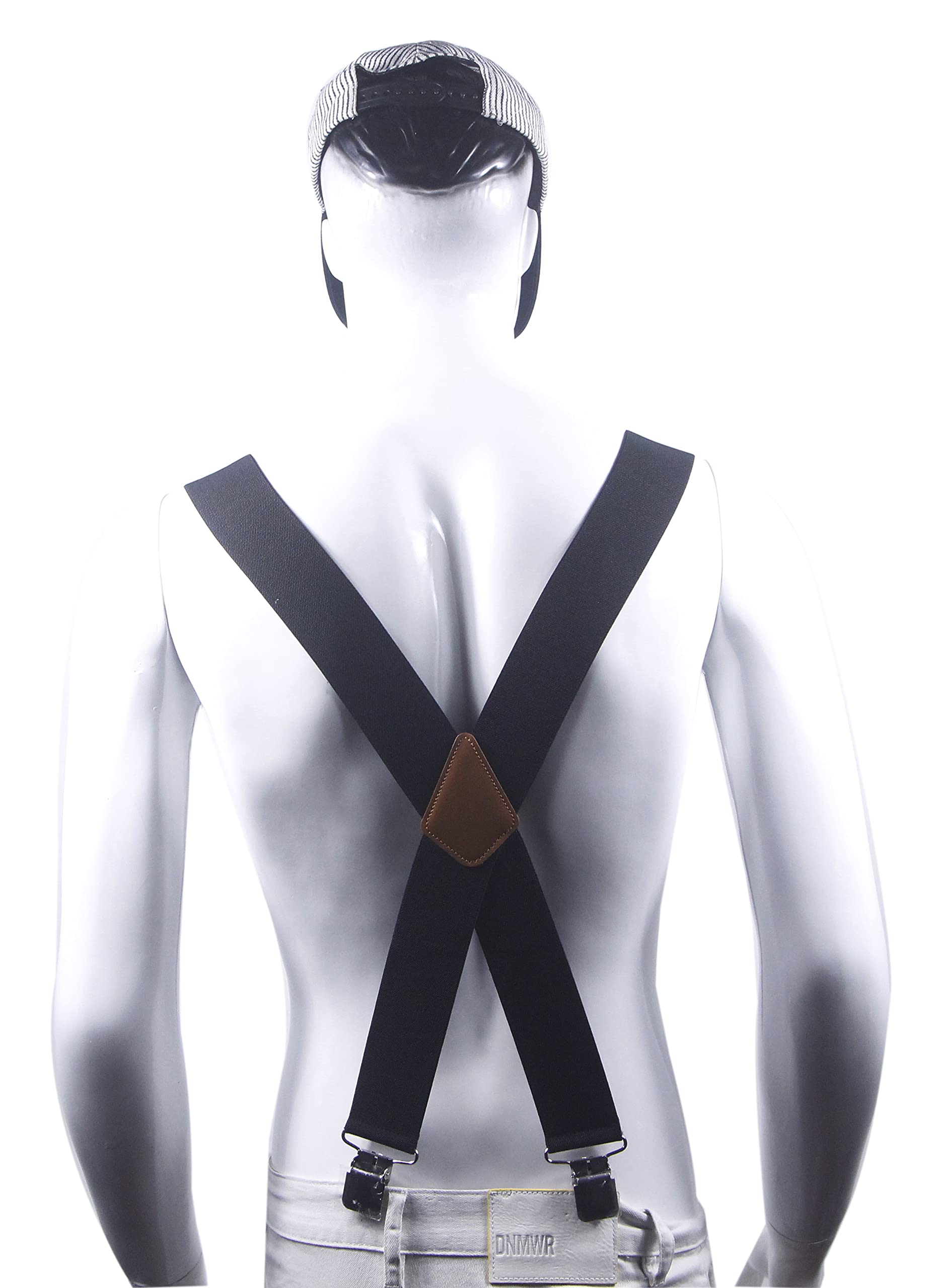 Doloise Men's Suspenders X Back 2 Inches Wide with Extra Heavy Clips Adjustable Braces for Men Suspender(Black)