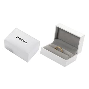 FUNLMO 3mm Women Titanium Eternity Ring Cubic Zirconia Engagement Anniversary Ring Wedding Band Size 5 to 10(Gold, 9)