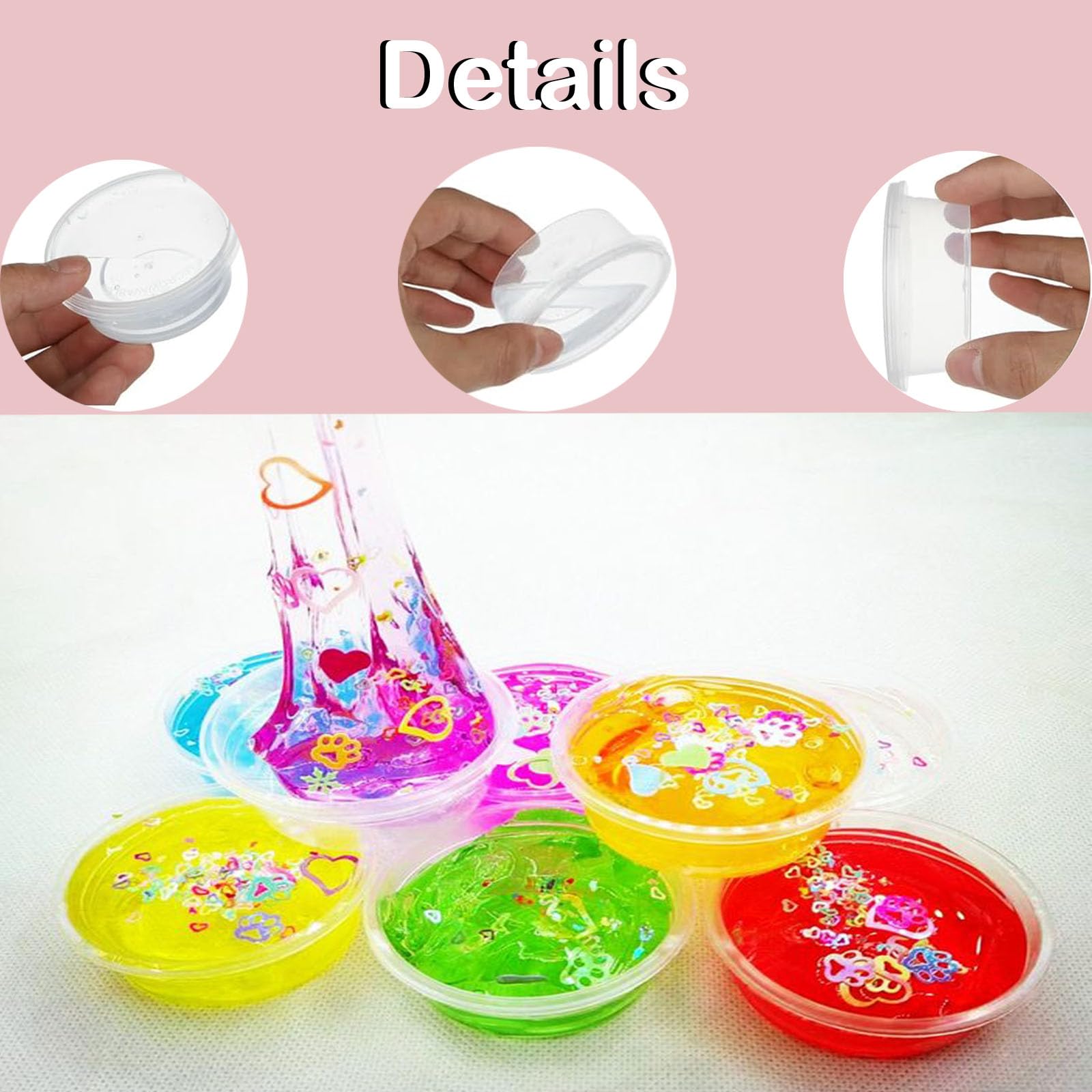 LANIAKEA 100PCS Plastic Slime Containers with Lids, 2 Oz Condiment Containers with Lids, Small Slime Containers with Lids, Jello Shot Cups for Slime Foam Ball Storage