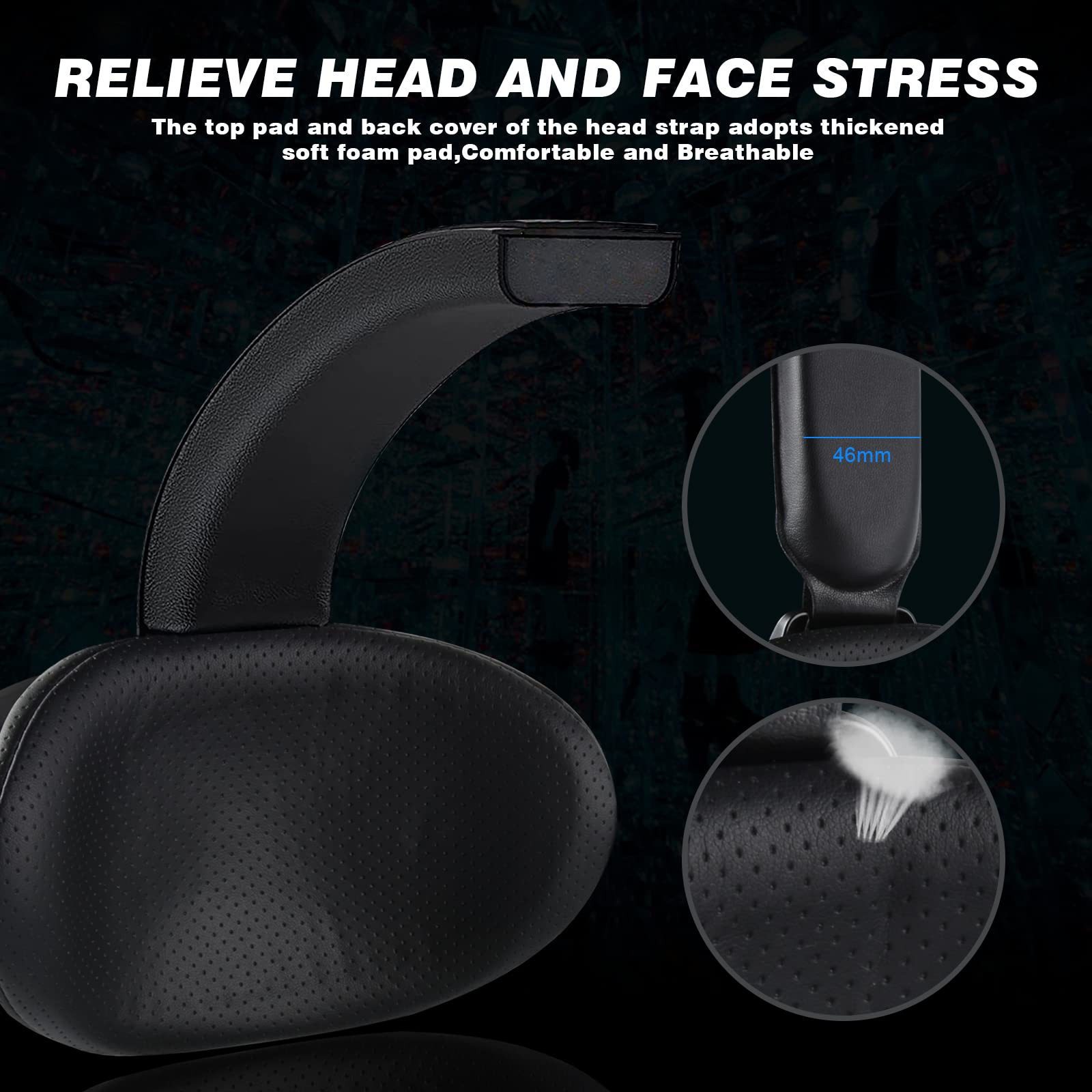 Head Strap with Battery Pack 5000mAH Compatible with Quest 2,Extend 3hrs Playtime,Thickened Lightweight Head Strap for Oculus Elite Strap with Front Face Protector Cover,Enhanced Comfort in VR-Black