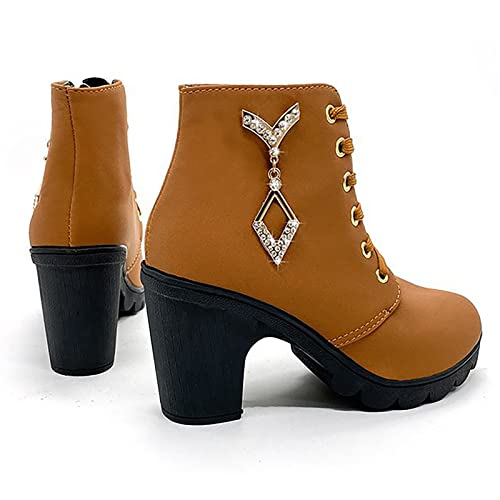 FASDNENDYS Women Shoes Thick High Heel Nude Boots Leather Boots Fashion Thick Heel Women Leather Cutout Boots