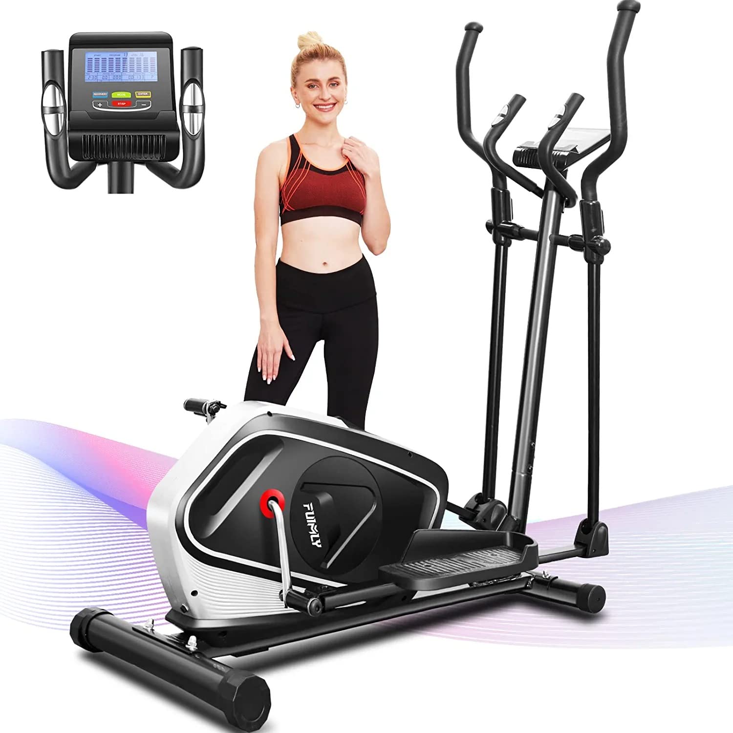 FUNMILY Electric Elliptical Trainers, Elliptical Machine Trainer for Home Use, 16 Levels Resistance, 13 Workout Programs, 390 LB Weight Elliptical Exercise Machine