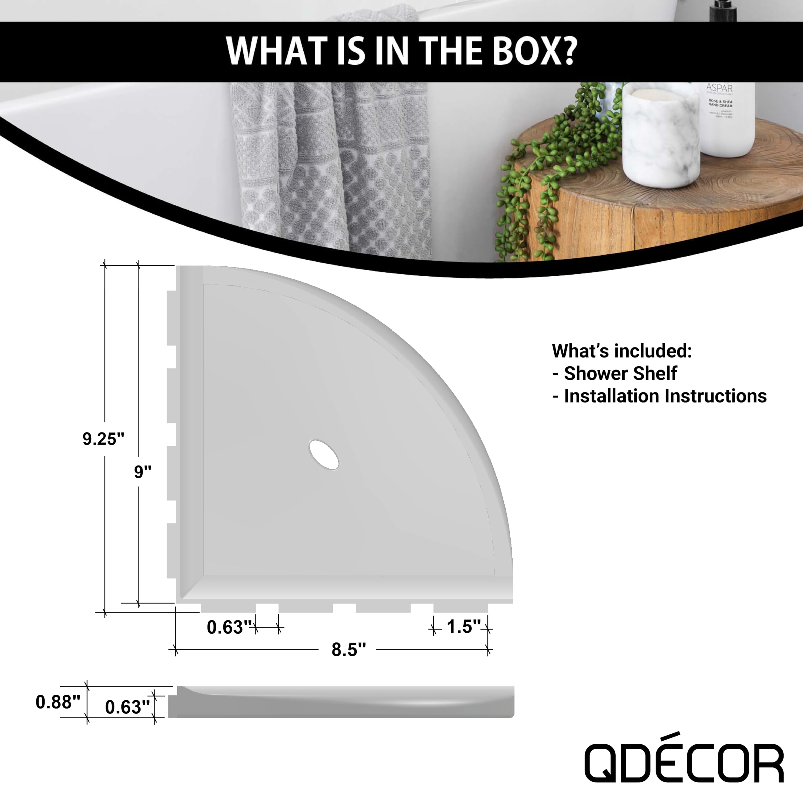 Questech Decor Corner Shower Shelf, Lugged for New Construction, Shower Corner Shelf for Tiled Walls, 10 Inch Metro Lugged Shower Caddy Bathroom Organizer, Sand Matte